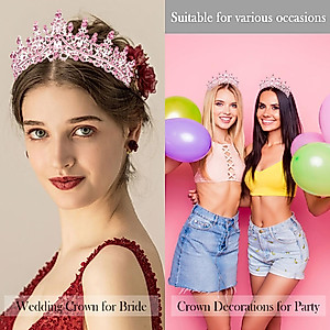 ATODEN Birthday Girl Tiara Queen Crown Pink Tiaras and Crowns for Women Girls Crystal Princess Tiara Rhinestone Headbands Quinceanera Crown Headpieces Birthday Decorations