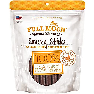 Full Moon All Natural Human Grade Dog Treats, Essential Chicken Savory Sticks, 16 Ounce