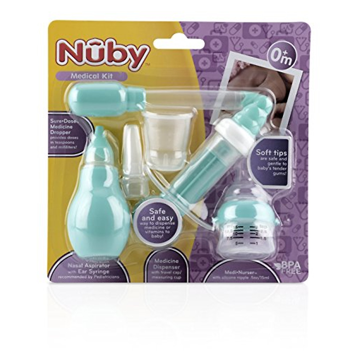 Nuby Small 6-Piece Medical Kit for Healthy Baby, Infant, Child, Nursery Care, Colors May Vary