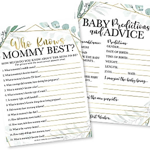 25 Greenery Animal Matching, 25 Nursery Rhyme Game, 25 Who Knows Mommy Best, 25 Baby Prediction And Advice Cards - 4 Double Sided Cards, Baby Shower Party Supplies