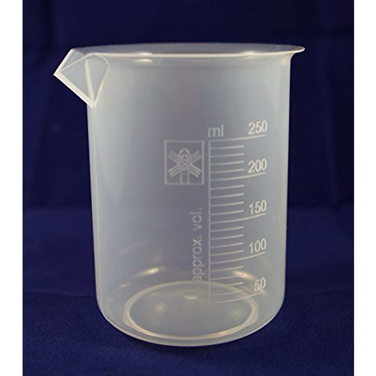 Supertek Plastic Beaker 250ml, High Clarity Polypropylene Beaker Set with Raised Graduations, Pack of 12 Beakers