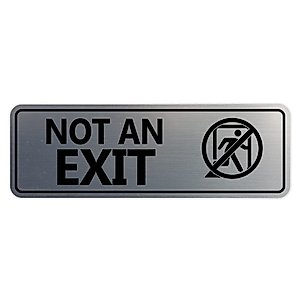 Standard NOT an EXIT (Stick Man) Sign (Brushed Silver) - Small