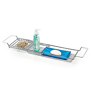 Home Intuition Stainless Steel Expandable Shower Bathtub Tray Over The Clawfoot Tub Bath Caddy