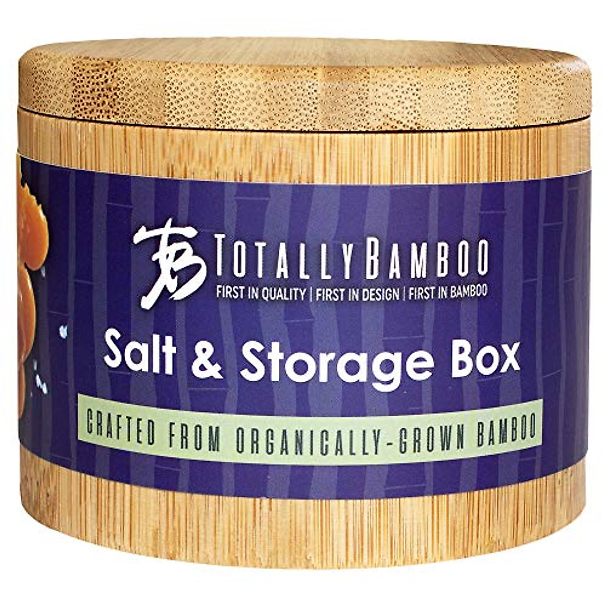 Totally Bamboo Salt Cellar Bamboo Storage Box with Magnetic Swivel Lid, 6 Ounce Capacity