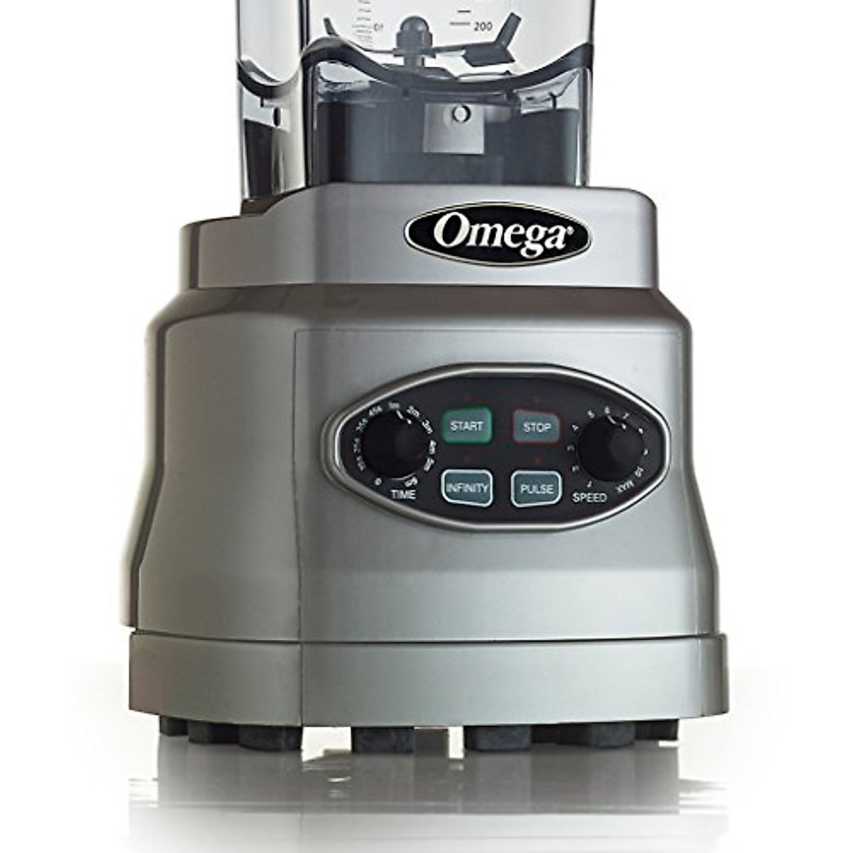 Omega 3HP Blender 64 OZ BPA Free Container Creates Delicious Smoothies Features Stainless Steel Blades & 10-Speeds Plus Pulse Includes Plunger & Recipe Book, 1400-Watt, Silver