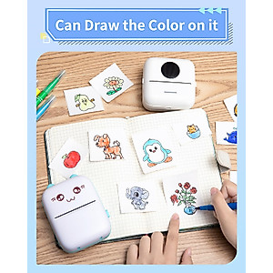 Fimax 9 Rolls Sticker Thermal Paper for Mini Printer, 57mm Thermal Paper HD Photo Paper White Self-Adhesive for Mini Portable Printer and PeriPage A6 Pocket Thermal Printer, 57 x 30