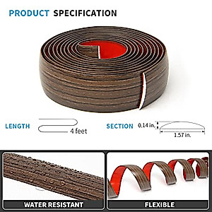 Art3d 4 FT Self Adhesive Vinyl Floor Transition Strip, Laminate Strip Flat Divider for Joining Gaps,Carpet Threshold Transition,Floor Tiles（1.57in, Brown）