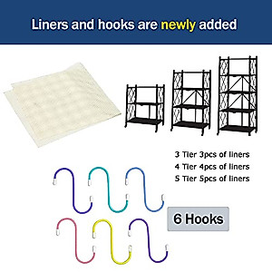 Letusto Heavy Duty Foldable Collapsible Shelf with Wheels with Breaks - Folding Metal Frame Shelving Pantry Organizer System Rack - Shelves with No Assembly Required (White, 3 Tier)