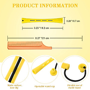 48 Pieces Plastic Curlers with Steel Pintail and Rat Tail Combs for Cold Wave Perming and Hairdressing Styling (Yellow and Orange, 0.28 Inch/ 0.7 cm)