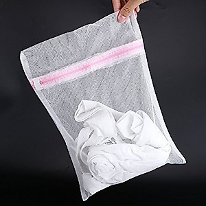 Mesh Laundry Bag For Washing Lingerie And Delicate Garments Women Wash Bag Washing Machine Bag Protect Blouse Hosiery Stocking Underwear Bra Etc With Premium Zipper (Fine Mesh 50x60cm)