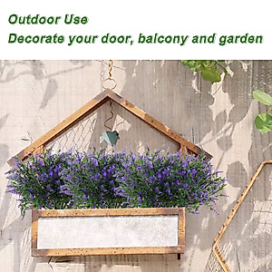 MCH 10Pcs Artificial Lavender Flowers Plants Faux Shrubs Plastic Plants for Home Outdoor Garden Porch Window Box Décor (Purple)