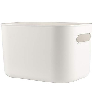 ZEONHAK 6 Pack White Storage Bin with Handles, White Organizer Bins, White Plastic Storage Bins for Organization and Storage