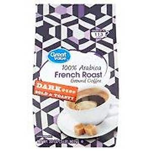 Great Value 100% Arabica French Roast Dark Ground Coffee, 32 oz, Makes up to 113 cups (Pack of 2)