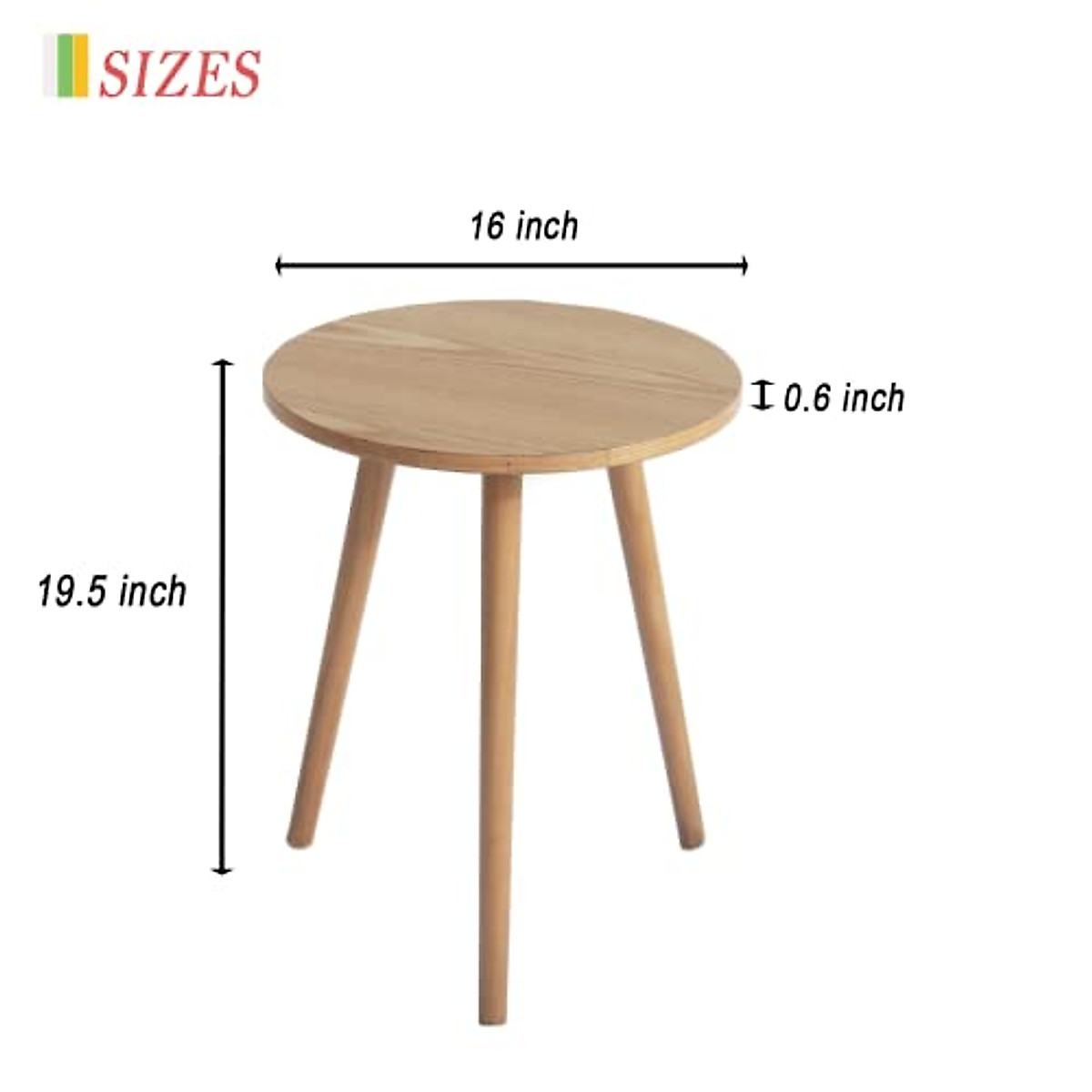 AWASEN Side Table Round, Small Accent Table Nightstand Modern End Table for Living Room Bedroom Office Small Spaces, 16''D x 19.5''H(Natural Walnut)