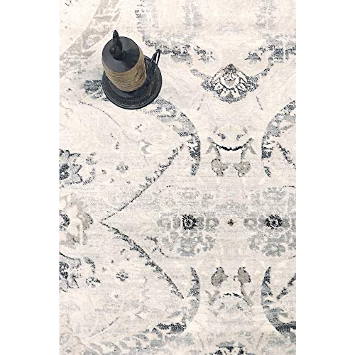 Pasargad Home Fantasia Oriental Area Rug - Luxury Power Loom, Living Room, Bedroom Accent Rugs-12' 0" X 15' 0", Ivory/Silver