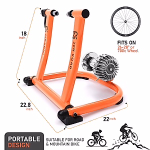 ZenRoad Bike Trainer Stand - Heavy-Duty Stationary Bike Stand with Fluid Resistance - Smart Indoor Bike Trainer Stand for Men and Women - Silent Bicycle Stand for Cycling Workouts Indoors