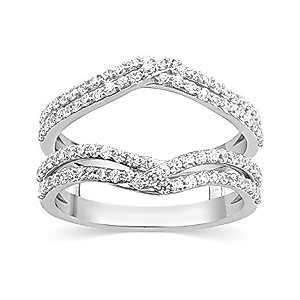 DivaJewel Round Cut White Diamond 925 Sterling Silver 14K White Gold Finish Diamond Wedding Enhancer Ring Guard Wrap for Women's