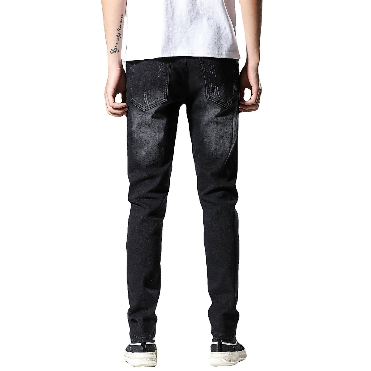 Liuhond Men's Ripped Straight Holes Hip Hop Biker Stretchy Jeans(30, 209 Black)