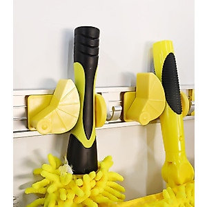 Opow Good Grip Wall-Mounted Mop and Broom Holder Storage Organizer Cleaning Tools Hanger for Kitchen Garden Laundry Room and Garage (4 slots, 5 hooks)