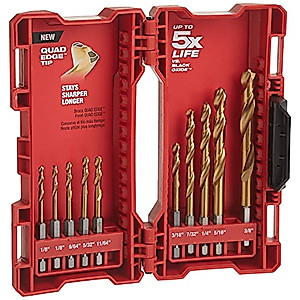 MILWAUKEE'S 48-89-4633 Shockwave Titanium Red Helix Drill Bit Set (10-Piece)