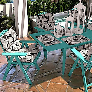 LVTXIII Outdoor Seat/Back Chair Cushion Patio Tufted High Back Cushion, Seasonal Replacement Rocking Chair Cushion with Ties (44” L x 22W”, Set of 2, Black Lush Leaf)