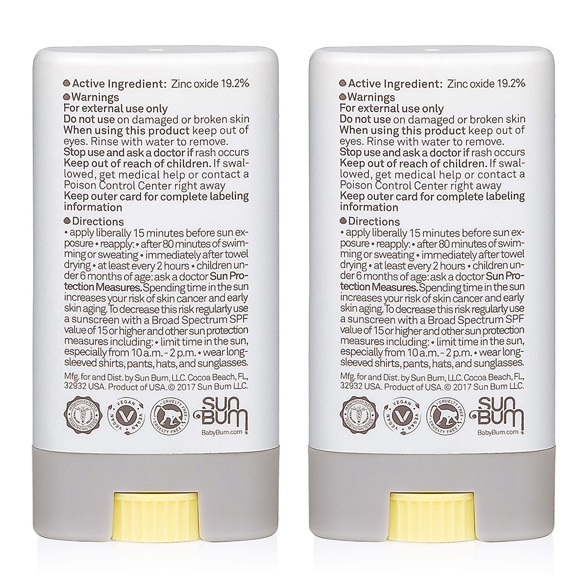 Baby Bum Mineral Sunscreen Face Stick - SPF 50 - UVA,UVB Face and Body Protection - Fragrance Free Safe for Sensitive Skin- Travel Size 0.45 Ounce (Pack of 2)