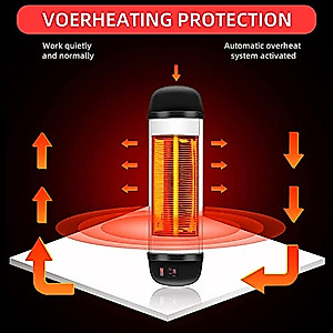 LHRIVER Infrared Heater, Wall-Mounted Electric Space Heater with Remote, Waterproof, Outdoor Heaters for Patio, Backyard, Garage, and Decks, Restaurant