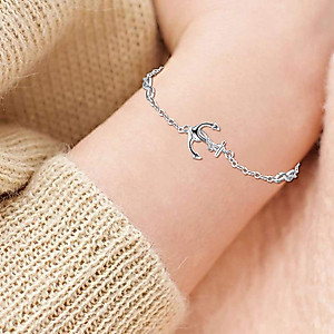 CUOKA MIRACLE Anchor Bracelet 925 Sterling Silver Anchor Bracelet Sailor Bracelet Nautical Jewelry Anchor Jewelry for Women Best Friends Holiday Christmas Birthday