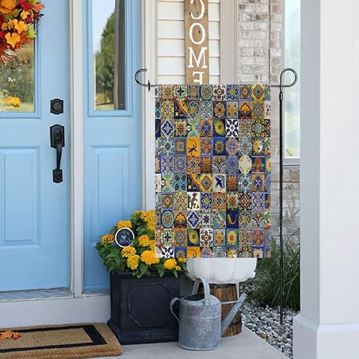 Double-sided garden flag Mexican Talavera Tiles Boho Print Outdoor Flag Garden Flag Yard Outdoor Decoration （12×18in）.