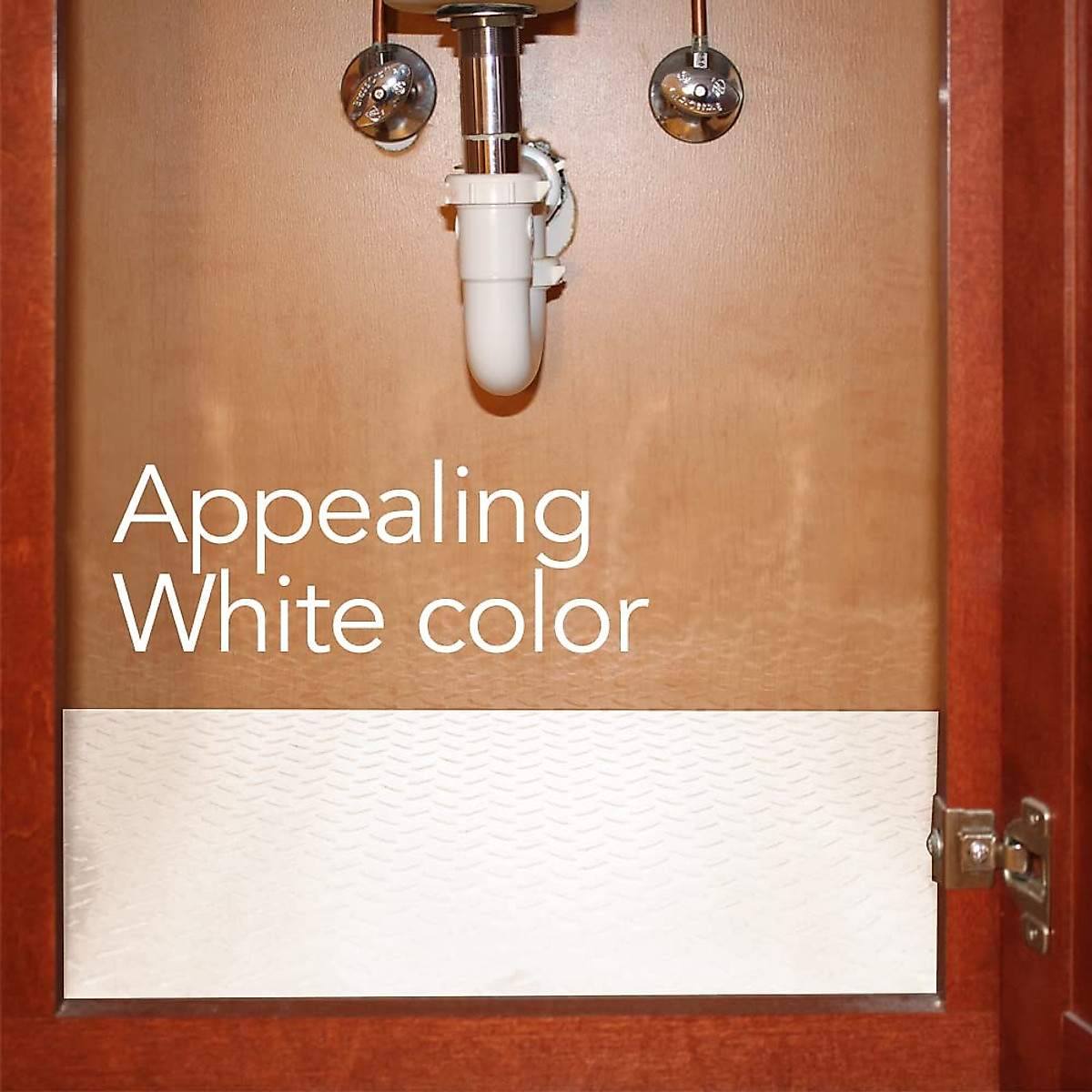 Resilia Premium Under The Sink Mat- Large Universal Size, Cut to Fit Cabinets, Shelf & Drawer Liners, Thick Plastic Diamond Plate Surface, 24 x 48 inches, Pure White