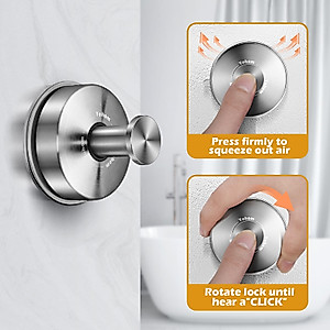 YOHOM Suction Cup Hooks for Shower Bathroom Cup Wall for Inside Vacuum Windows (2 Silver, 2 Silver)