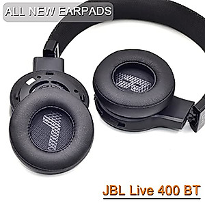 Live 400 BT Earpads - defean Replacement Ear Pads Cover Cushions Foam Compatible with JBL Live 400BT On-Ear Wireless Headphones,High-Density Noise Cancelling Foam,Softer Leather (Black)