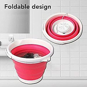 Dpofirs USB Mini Washing Machine, 6W 5L Foldable Laundry Washer with Dual Wash System, 4 Gear Adjustable, Home Washer for Camping Apartments Dorms College Rooms (Pink)