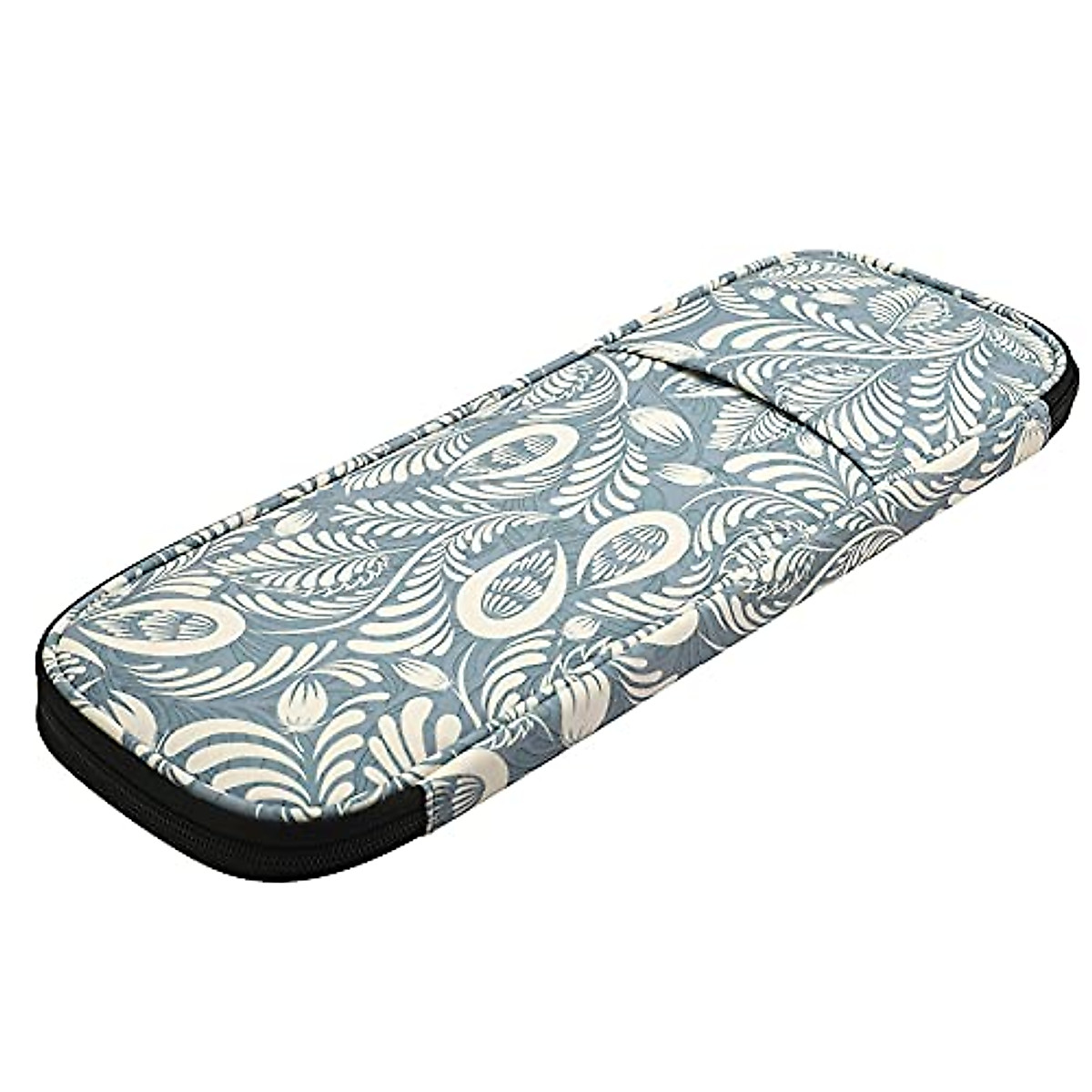 Katech Knitting Needles Case Portable Travel Crochet Hooks Storage Bag Organizer Empty Zipper Bags with Transparent Pocket and Holder Slots for Carrying Crochet Accessories and Knitting Needles (Blue)