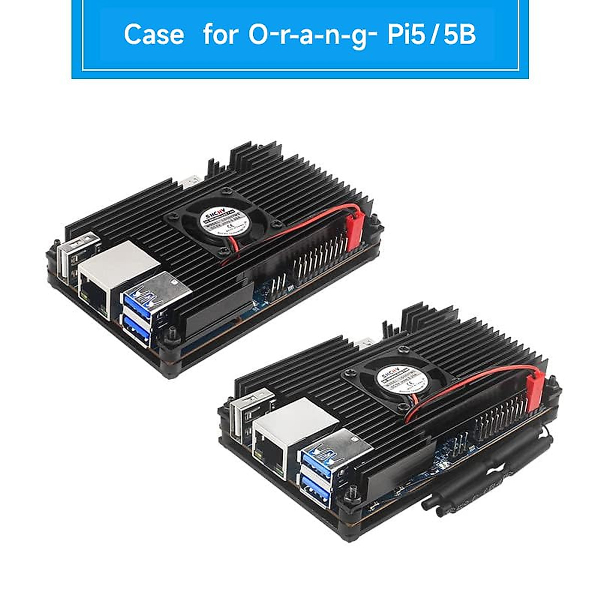 Howay for Orang- Pi 5B/5 Case Aluminum Alloy Metal Case with Fan Heatsinks Active & Passive Cooling Enclouse Cooler Protection Shell Compatible with Or-e Pi 5b/5 Accessories(1 Set)