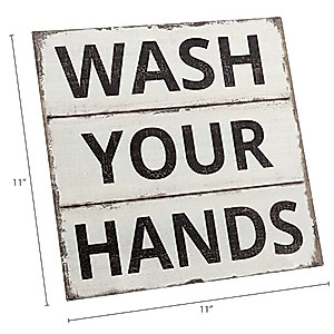 Barnyard Designs Wash Your Hands Sign Primitive Country Farmhouse Bathroom Quotes Home Decor Sign 11” x 11”
