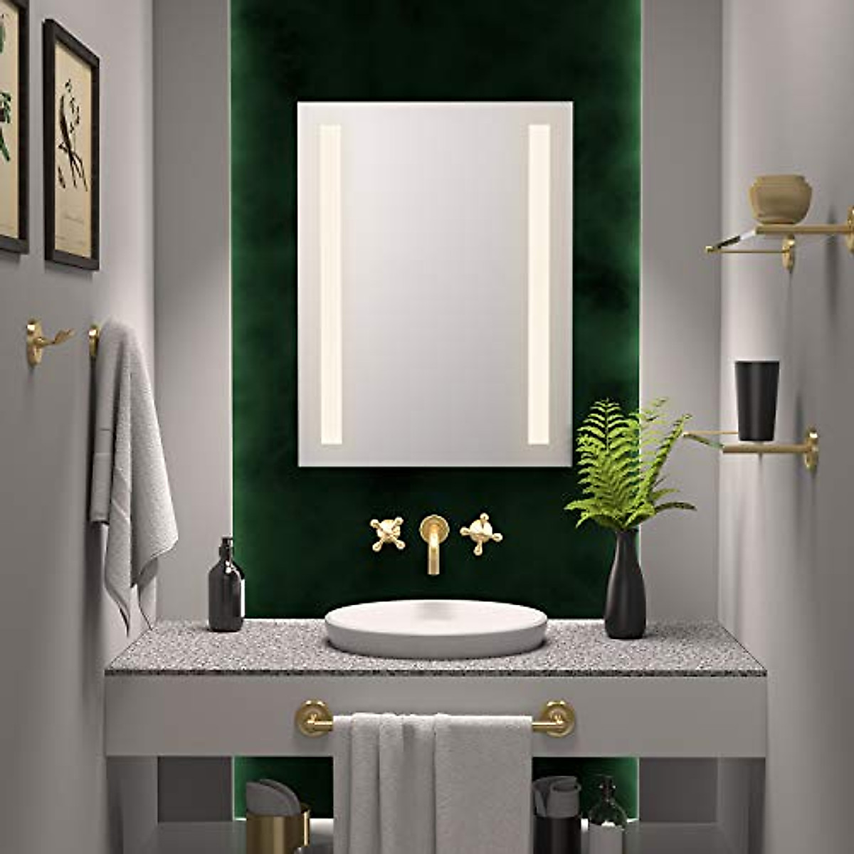 Gatco 5057 Designer II Glass Shelf, Brushed Brass/Wall Mounted 22.50" x 5.85" Tempered Glass Shelf