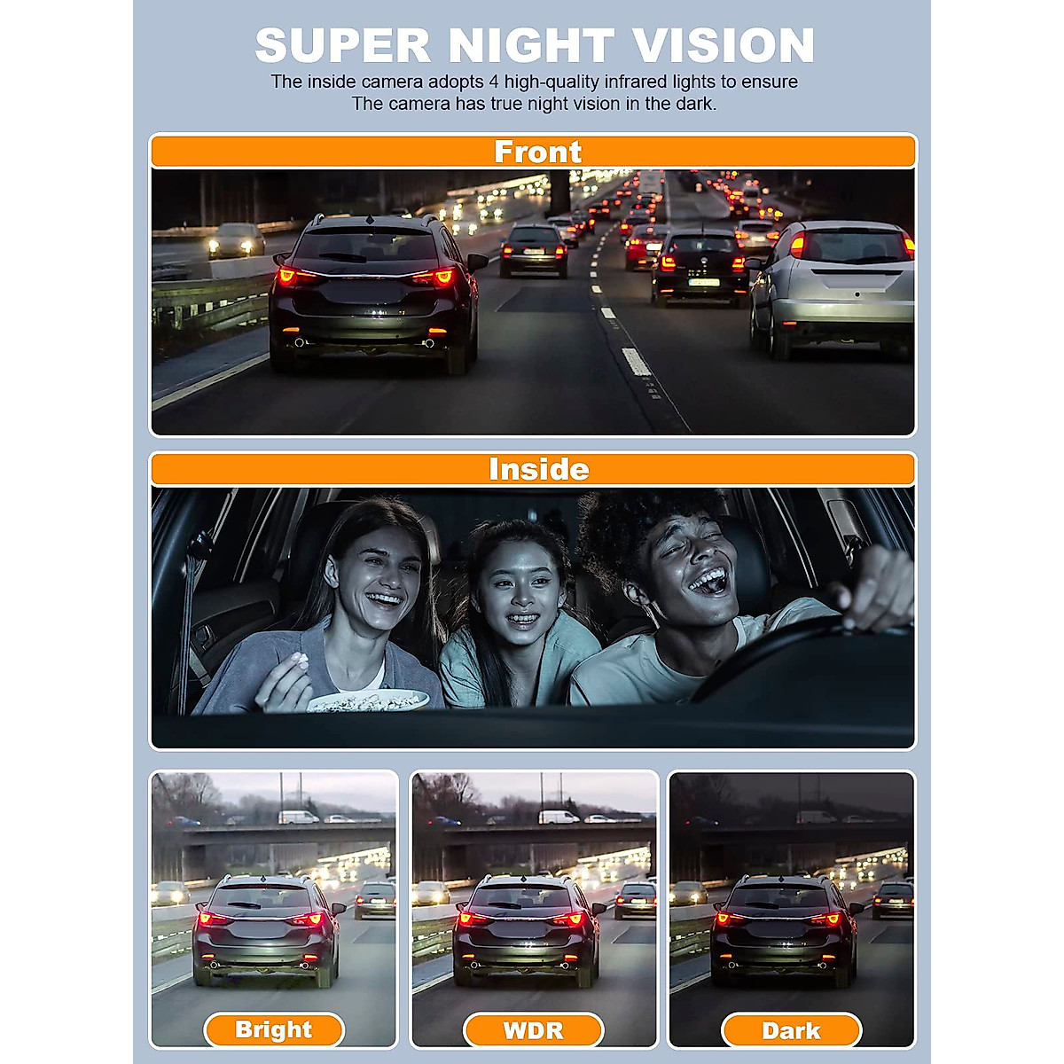 PRUVEEO Dash Cam, 4 Channel Camera FHD 1080Px4, Front Left Right and Rear, Front and Rear Inside, Built-in GPS WiFi, Polarizing Lens CPL Filter, Free 128GB Card, Double CPL