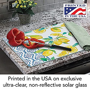 CounterArt Lovely Lemons 3mm Heat Tolerant Tempered Glass Cutting Board 15” x 12” Manufactured in the USA Dishwasher Safe