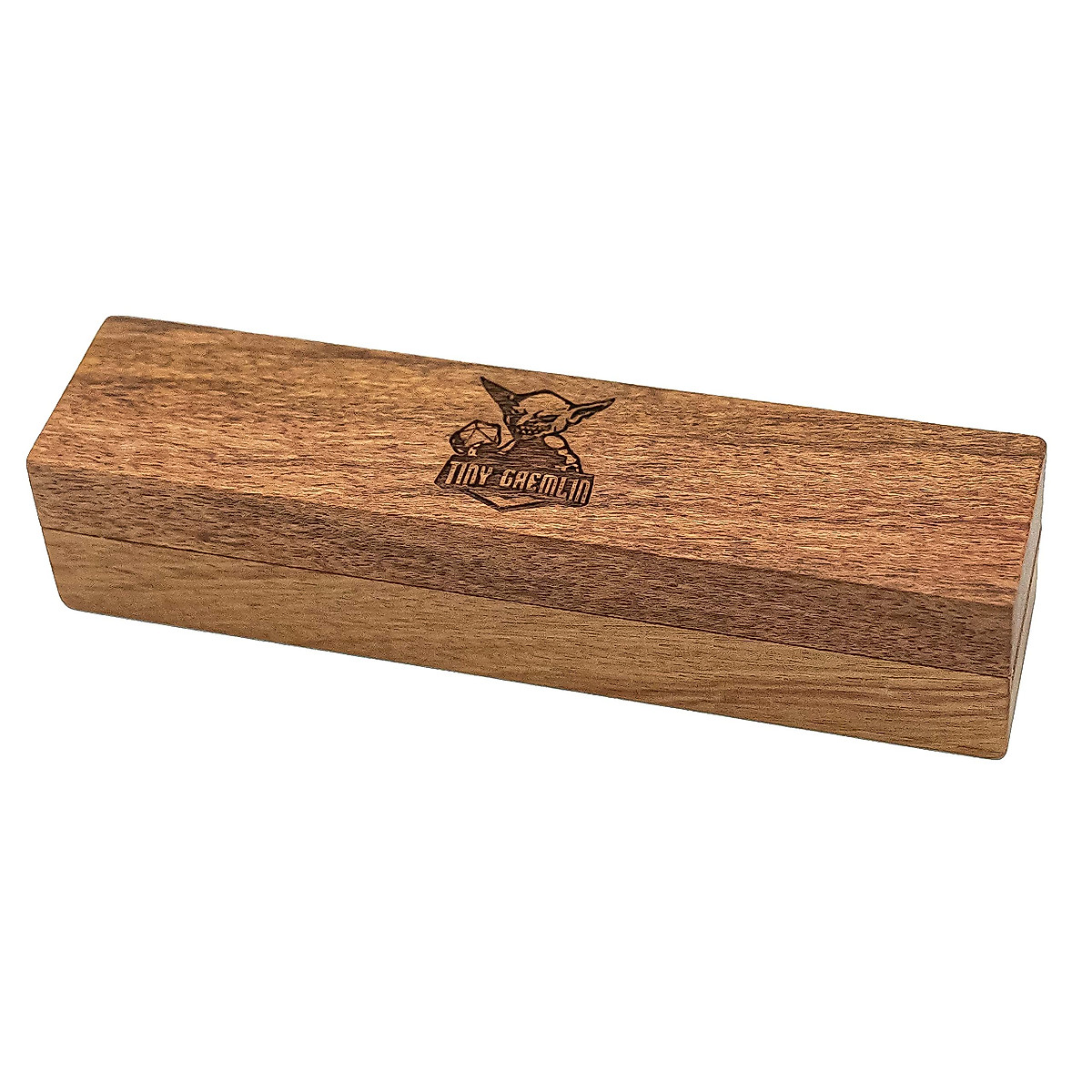 TINY GREMLIN – Cherry Wood Single Set Dice Storage Case with Magnetic Lid - Box Holds 7 Polyhedral (Metal, Resin, or Plastic) Dungeons and Dragons (DND-D&D) Role Playing Games (RPGs) Pathfinder etc.