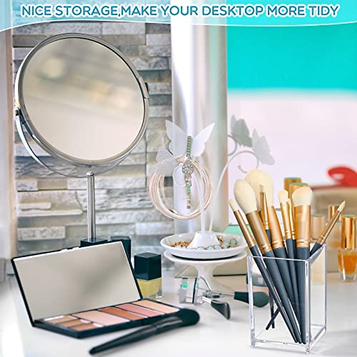 20 Pieces Acrylic Pencil Holder Clear Makeup Brush Holder Pen Holder for Desk Pencil Cup Acrylic Desk Accessories Desktop Stationery Organizer for Office School Home Supplies