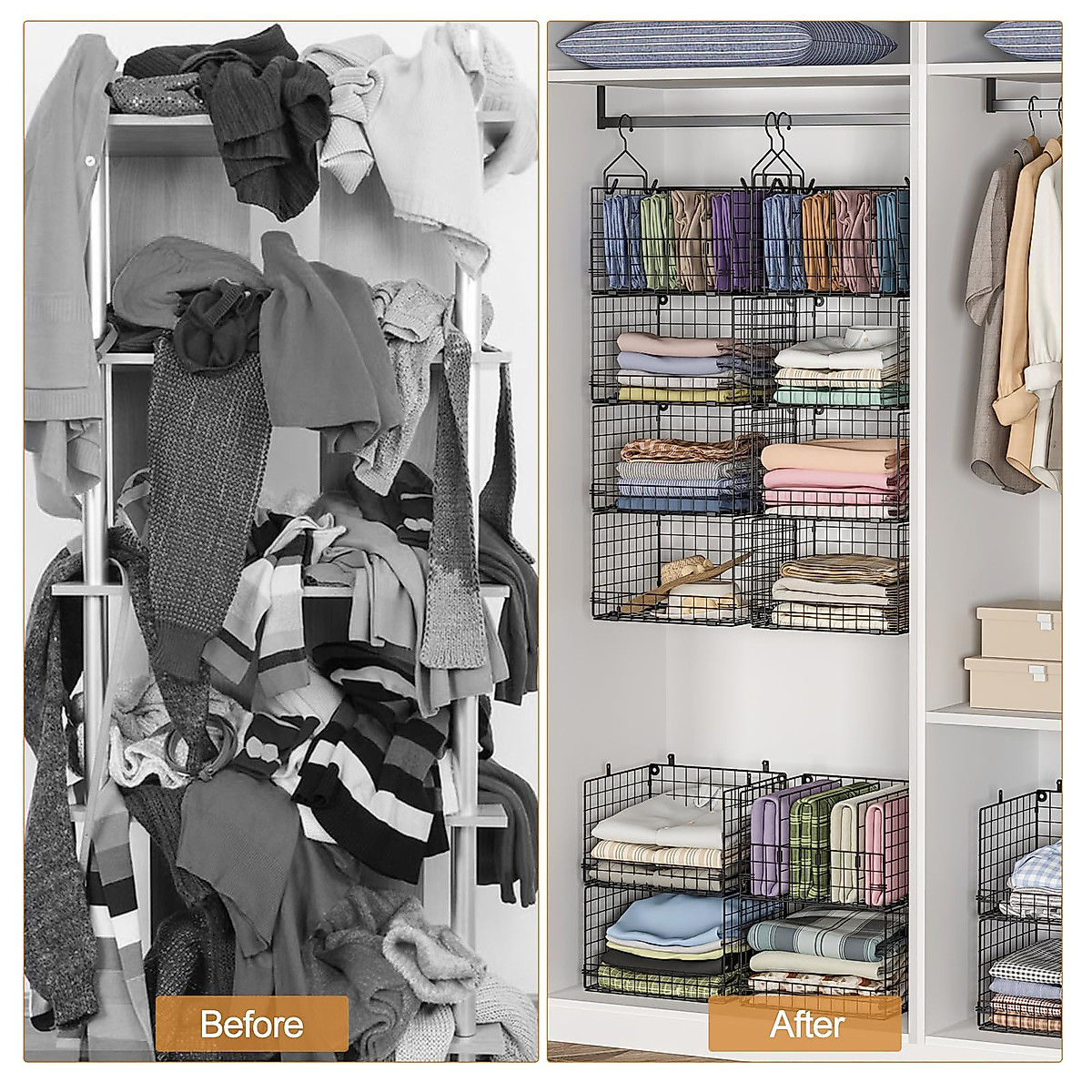 JKsmart 4-Shelf Modern Metal Closet Organizer with 3 Dividers for Storing Clothes, Boots, Towels, and More