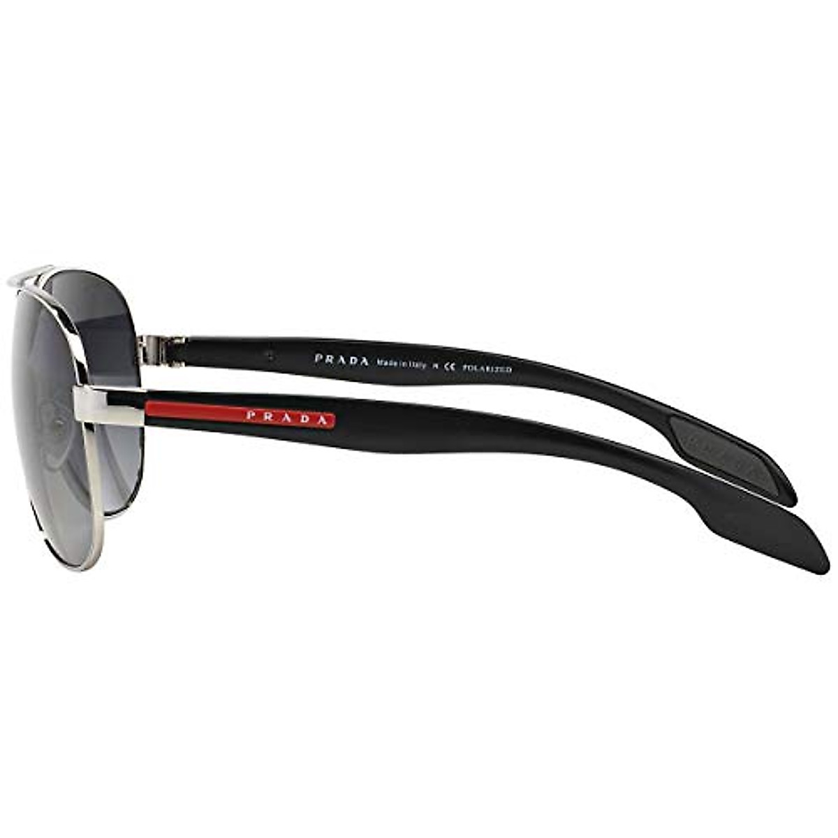 Prada Linea Rossa Lifestyle PS 53PS 1BC5W1 Steel Metal Aviator Sunglasses Grey Gradient Polarized Lens