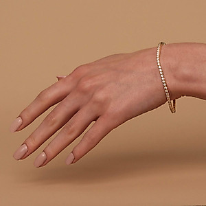 PAVOI 14K Gold Plated Cubic Zirconia Classic Tennis Bracelet | White Gold Bracelets for Women | 7.5 Inches