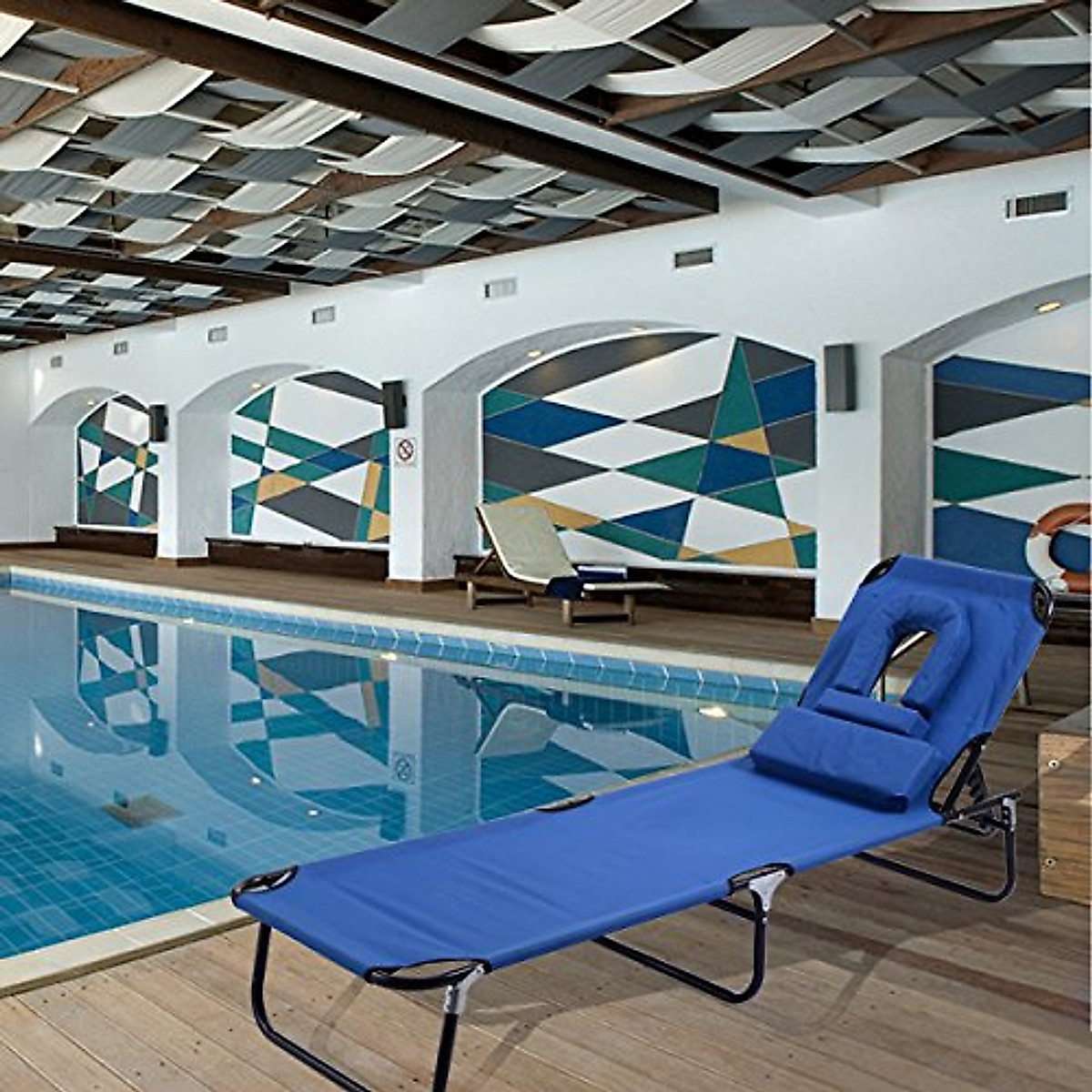 Casart Chaise Lounge Chair, Folding Beach Chair with Adjustable Back and Hole for Face Down, Perfect for Beach, Pool, Patio and Lawn (1)