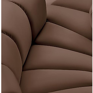 Meridian Furniture 101Brown-S3B Arc Collection Modern | Contemporary Modular Sofa with Soft Brown Vegan Leather, Deep Channel Tufting, Modular Design, 86" W x 41" D x 30" H, Brown