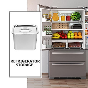 COLLBATH 6.29x6.29x4.72" Stainless Steel Ice Cream Container with Lid Airtight Storage Box for Homemade Ice Cream Yogurt Cold Desserts Easy to Clean