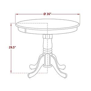 East West Furniture Wooden AMT-WBK-TP Dinner Table with Walnut Round Tabletop and 36 x 29.5-Black Finish