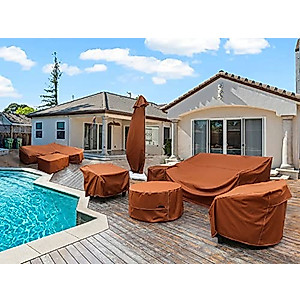 NettyPro Stackable Chair Covers Waterproof Outdoor Stack Chairs Cover Patio Furniture Stacking Chair Covers, Fits for 4-6 Stackable Dining High Back Chairs, 26 W x 35 D x 45 H inch, Brown