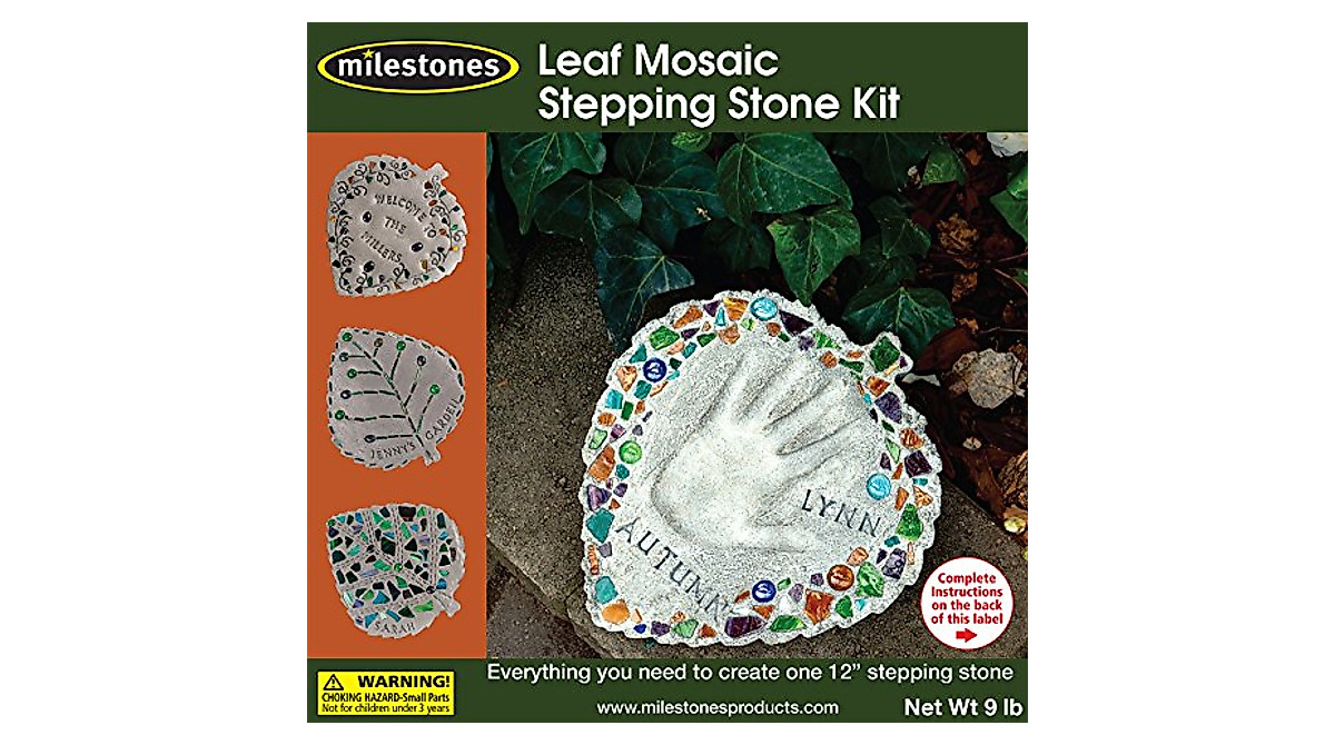 Milestones Mosaic Leaf Stepping Stone Kit for Gardens & Gifts